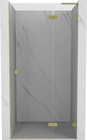 Mexen, Mexen Lunar L otočné pravé sprchové dveře 95 cm, transparentní, broušené zlaté - 834L-095-000-55-00-P
