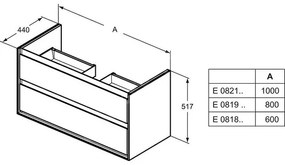 Ideal Standard Connect Skříňka pod umyvadlo 80 cm, 2 zásuvky E0819B2