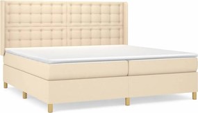 Box spring postel s matrací krémová 200x200 cm textil 3132342