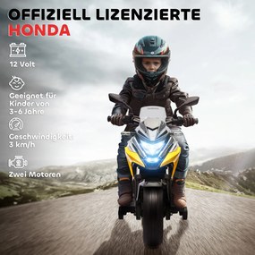 AIYAPLAY Elektrická dětská motorka, Honda, 3 km/h, hudba a světlo, 3-6 let, do 30 kg, žlutá