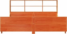 Postel s knihovnou bez matrace hnědá 200 x 200 cm masivní dřevo 3323796