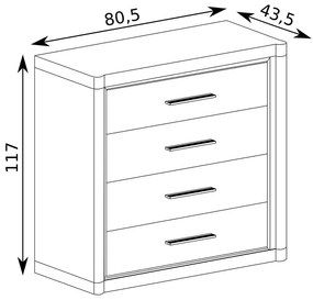 DALLAS s | komoda D2 | 107 cm | sonoma