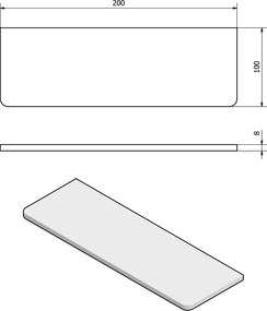 Sapho koupelnová police 200 x 100 x 8 mm mléčné sklo 22478 Koupelny Bernold