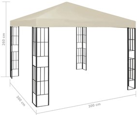 vidaXL Marketos Altán se světelnými LED řetězy 3 x 3 m krémový