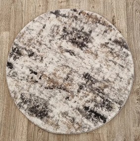 HU Kulatý béžovo-bílý koberec Plush Deluxe s fleky Rozměr: 60x60 cm