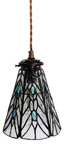 Závěsná Tiffany lampa modré kamínky BlueEye - Ø 15*115 cm E14/max 1*25W