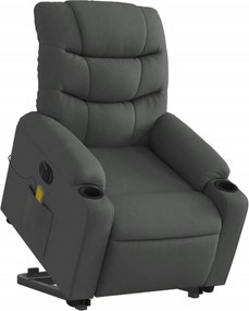 Elektrické zvedací masážní polohovací křeslo tmavě šedé textil 3206673