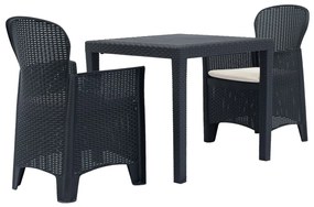 vidaXL 3dílný bistro set antracitový plastový ratanový vzhled