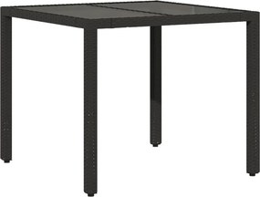 5dílný zahradní jídelní set s poduškami černý polyratan a sklo 3278538
