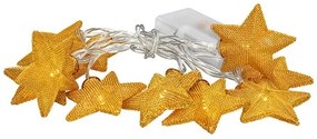 SOLIGHT LED řetěz vánoční hvězdy zlaté, 10LED řetěz, 1m, zlatá barva, 2x AA, IP20