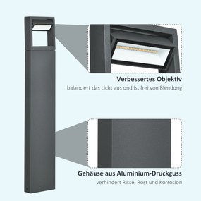 Zahradní lampa Outsunny, světlo na cestu, zahradní světlo s teplým bílým světlem LED, světlo na sloupek s nastavitelným úhlem sklonu, vodotěsné IP65,…