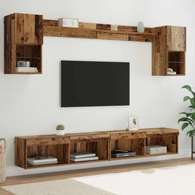 TV nástěnné jednotky s LED 6 ks Staré dřevo Kompozitní dřevo 3402955