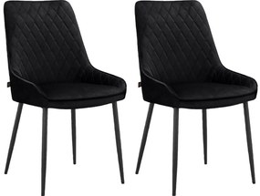 Danish style Jídelní židle Maya (SET 2 ks), samet, černá