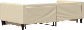 Válenda s přistýlkou a zásuvkami krémová 100 x 200 cm textil 3196623