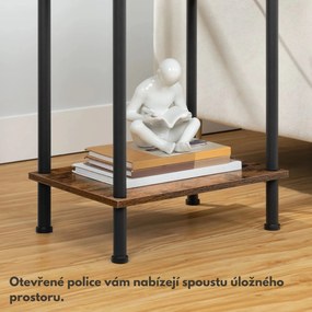 Odkládací stolek Houseland Lela s nabíjecí stanicí a USB hnědý/černý