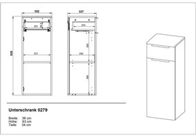 Antracitová vysoká závěsná koupelnová skříňka 36x93 cm Crandon – Germania