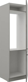 GREY gr | vysoká skříňka 60 LO-210 2F na vestavnou lednici | 60 cm | světle šedá/tmavě šedá lesk