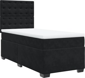 Box spring postel s matrací černá 90x200 cm samet 3290824