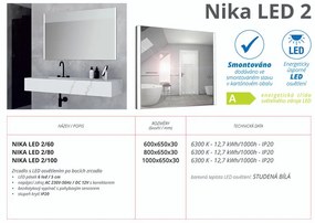 A-Interiéry Zrcadlo závěsné s LED osvětlením po bocích Nika LED 2/60 - nika led 2-60