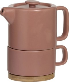 Konvice čajová s šálkem NATURAL, 800 ml, terakotová barva