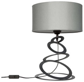 Stolní lampa INDIGO, 1x šedé textilní stínítko, černá konstrukce
