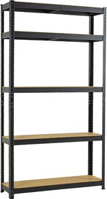 Fistar Regál 180x120x30 cm lakovaný 5-policový, nosnost 600 kg - ČERNÝ