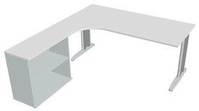 Sestava stolu a skříně pravá 180 cm - Hobis Flex FE 1800 H P Dekor stolové desky: bílá, Barva nohou: Stříbrná