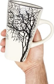 Kameninový hrnek Strom, 500 ml – vysoký, bílý, dánský minimalistický design