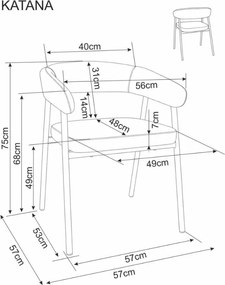 Jídelní židle KATANA s černými nohami, béžová