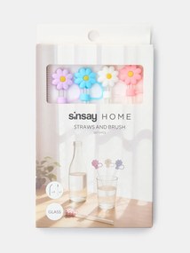 Sinsay - Sada brček s čističem s květinovými nástavci 5 pack - bílá