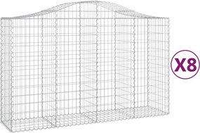 Klenuté gabionové koše 8 ks 200x50x120/140cm pozinkované železo 3145667