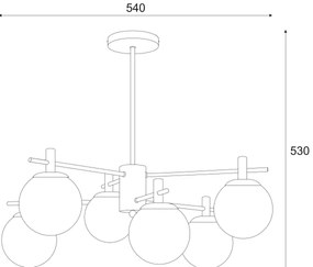 Lustr na tyči LILOU 6xE14/5W/230V matný chrom/kouřová