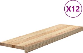 Nášlapy na schody 12 ks neošetřené 90x25x2 cm masivní dub 3282919