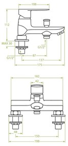 Laveo Appia, vanová/sprchová baterie na vanu, h-112, chromová, LAV- BLP_015D