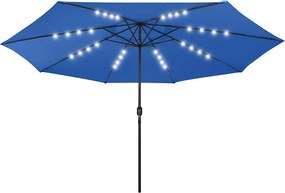 Zahradní slunečník s LED osvětlením 400 cm azurově modrý 312537