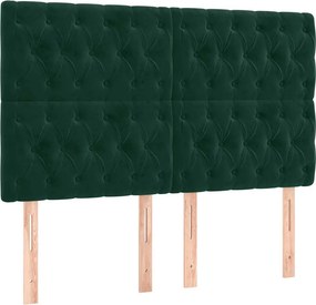 Čelo postele tmavě zelené 160x7x118/128 cm sametové 3116725
