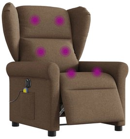 Elektrické masážní polohovací křeslo hnědé textil 3303368