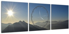 Obraz - Nad vrcholky hor (s hodinami) (90x30 cm)