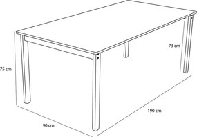Jídelní stůl s deskou v dekoru jasanového dřeva 90x190 cm Hock – Hübsch