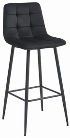 Barová sametová otočná židle ARCETO v černé barvě