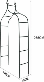 Creative Corner Zahradní pergola LUARO kovový oblouk s jeskyněmi pro růže květiny popínavé rostliny 265 cm