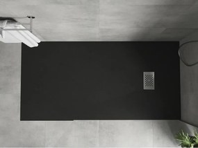 Mexen Hugo, obdélníková sprchová vanička SMC 170 x 90 cm, černá, ocelová krytka, 42709017-X