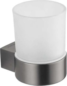 kielle Vega - Sklenka na kartáčky a pastu s držákem, matné sklo/gun grey 40018027