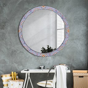 Kulaté dekorativní zrcadlo na zeď Orientální barevné složení fi 100 cm