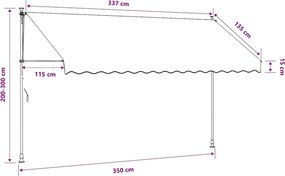 vidaXL Ručně zatahovací markýza 350 cm [43229] Barva: oranžová a hnědá