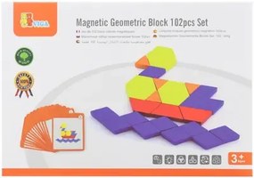 VIGA Dřevěné magnetické puzzle Tangram / 102 dílků / od 3 let
