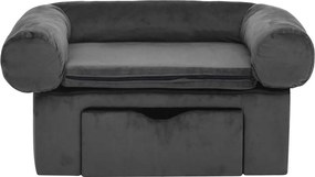Pohovka pro psy se zásuvkou tmavě šedá 75 x 50 x 38 cm plyš 171079