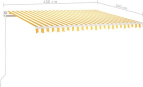 Ručně zatahovací markýza 450 x 300 cm žlutobílá 3068918