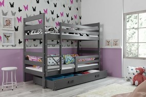 BMS Group Dětská patrová postel s úložným prostorem ERYK grafit Velikost postele: 200x90 cm, Barva šuplíku: Růžová