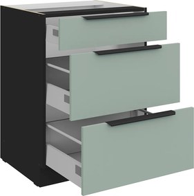 ARIA sc | dolní skříňka 60 D 3S zásuvková | 60 cm | PREMIUM BOX | černá/aquamarine